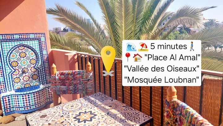 Plage 5 Minutes à Pied - Balcon, Smart Tv, Wifi - Agadir