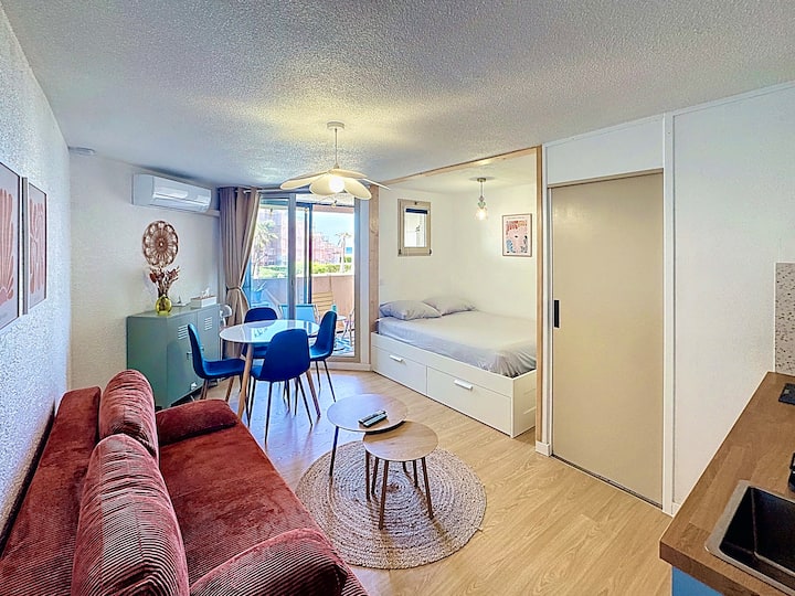 Studio Cosy - Vue Mer - Climatisé - Direct Plage - Le Barcarès