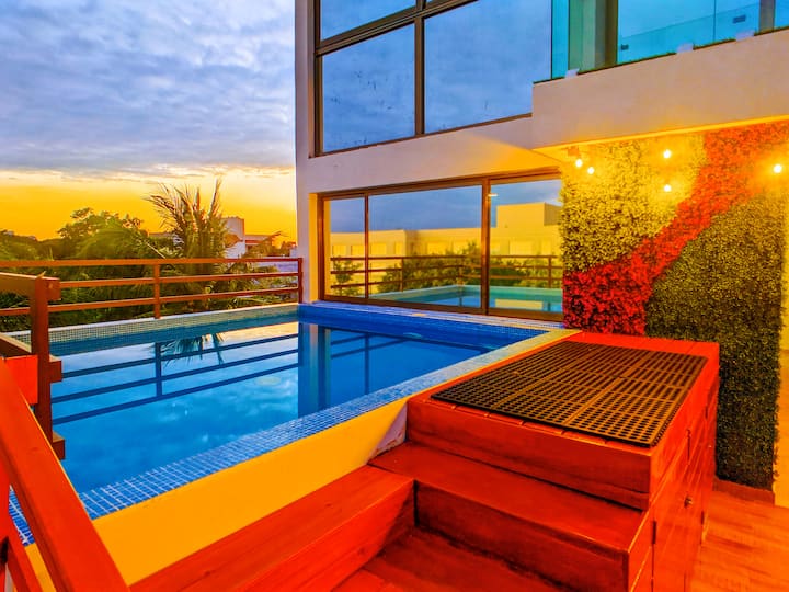 Romantic Escape | 500m Beach | Ac Pool Patio Gym D - Playa del Carmen