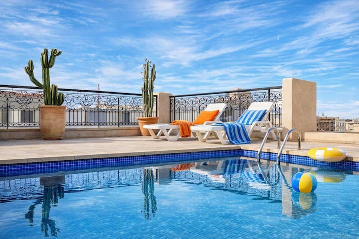 1ch Kingsize/clim, Piscine Rooftop-central- 2pers - Morocco
