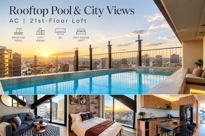 Elegant Loft 21 Floor With Ac And Cool City Views - Mexico City