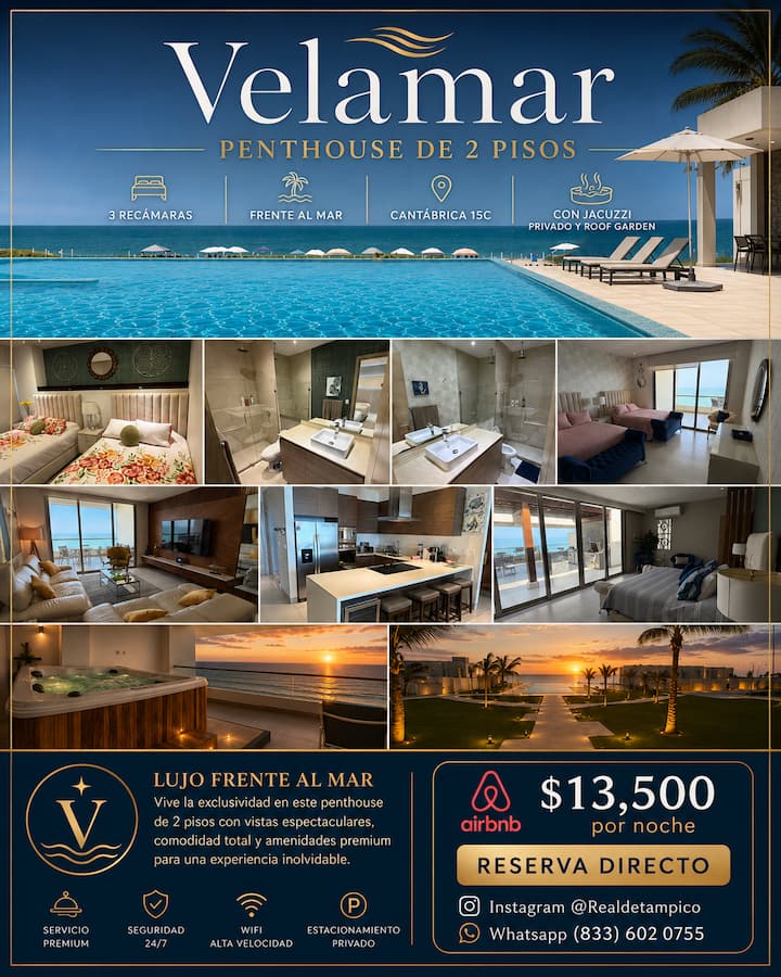 Penthouse Velamar 2pisos 3 Recs 12 Pers Oceanfront - Tampico