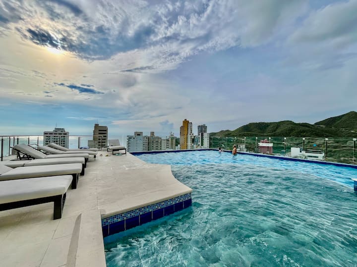 Rodadero | 3 Aires | Balcón |Wifi| Piscina | Playa - Santa Marta