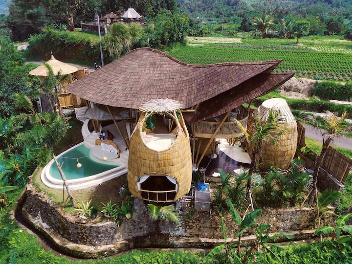 Agung's View|bamboo House 1 Bedroom 2 Beds - Bali