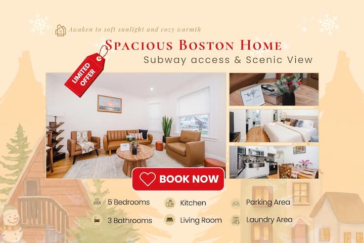 Comfy 5 Bedroom Retreat • 5-min Walk To Train - Boston, MA