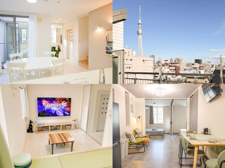 宿栖両国/超大豪华整栋/五室三厅三卫两浴室/三层＋眺望天台/晴空塔景观/B+c - Ueno