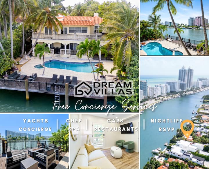 Waterfront Miami Beach Mansion, Pool, Grill, Gated - Miami Beach, FL