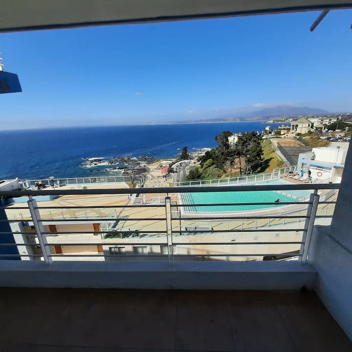 Acogedor Depto. Vista Al Mar En Con Con & Piscina. - Concón