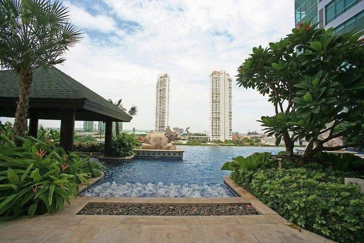 Cozy 80sqm 1-br Riverside View - Yan Nawa