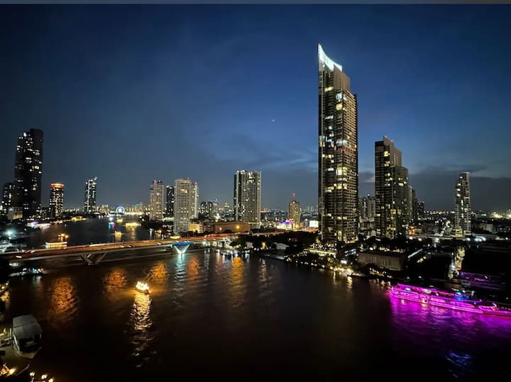 Iconsiam旁豪宅大一房70平/浴缸/高速wifi/湄南河景房/泳池/健身房 - 