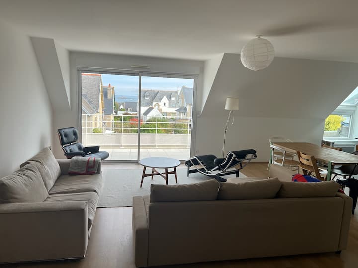 Appartement T4 Terrasse Vue Mer Au Centre-ville - Plougasnou