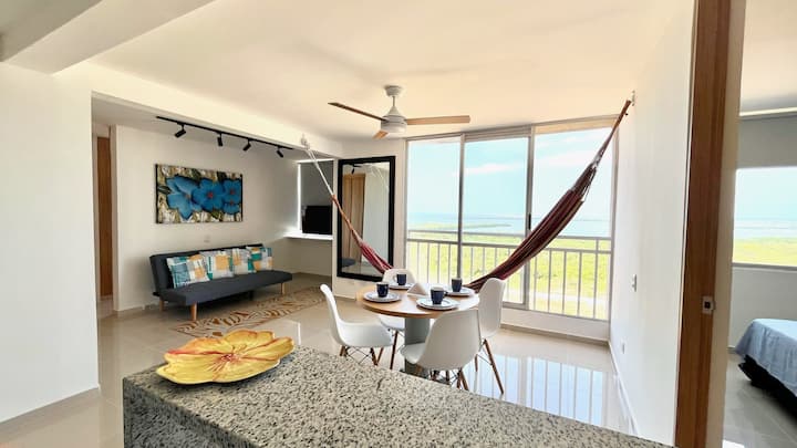 Apto Con Hermosa Vista En Piso 18, 2 Habitaciones - Barranquilla