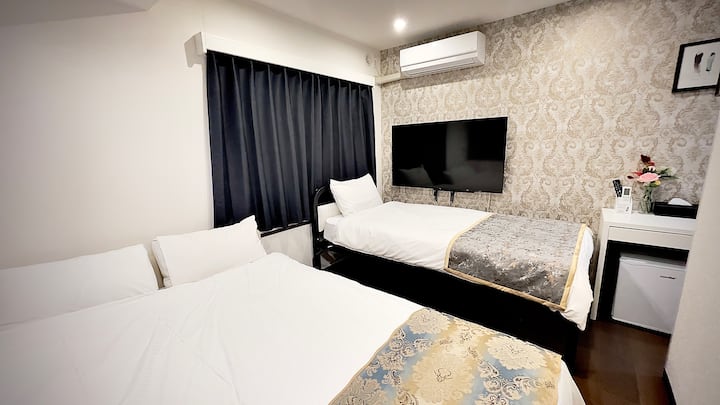 V201-t/ 新宿中心地段高級酒店/山手線新大久保駅徒步5分鐘、大久保站2分钟/可入住3人 - Shinjuku City