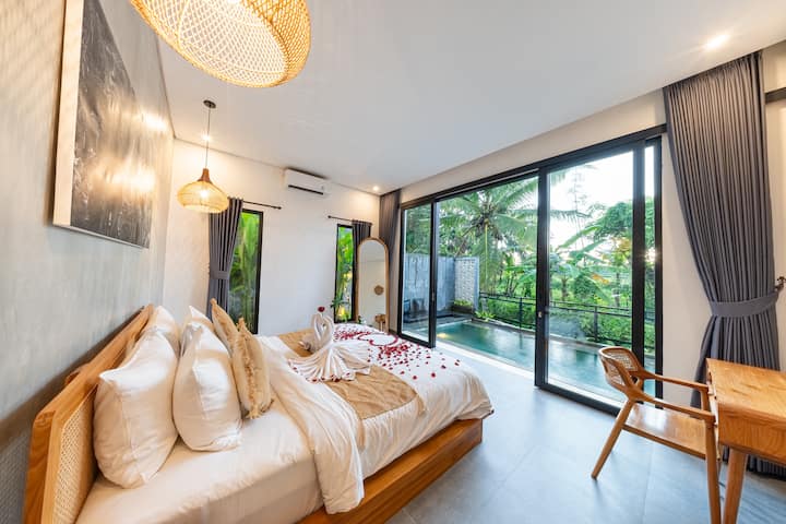 Tropical Modern Private Villa | Rice Field & River - Ubud