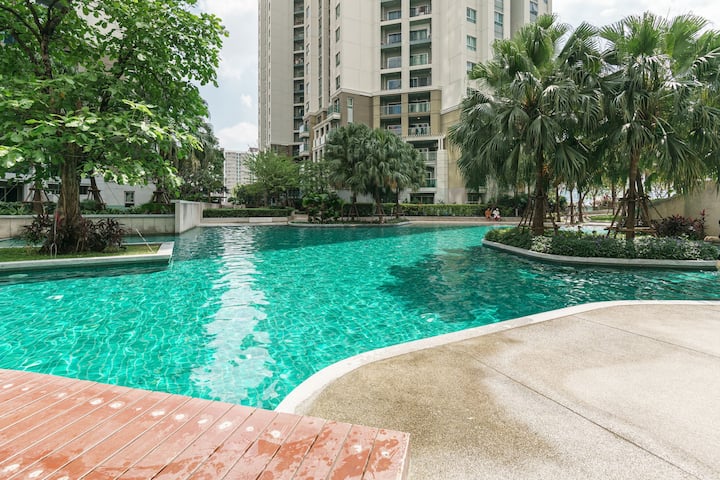 894-mrt Rame9 附近 泳池公寓 可住四人 Fodd夜市邊上-2 - Bangkok