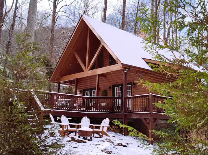 Hoot Owl-cozy Log Cabin,hot Tub, Easy Paved Access - Maggie Valley, NC