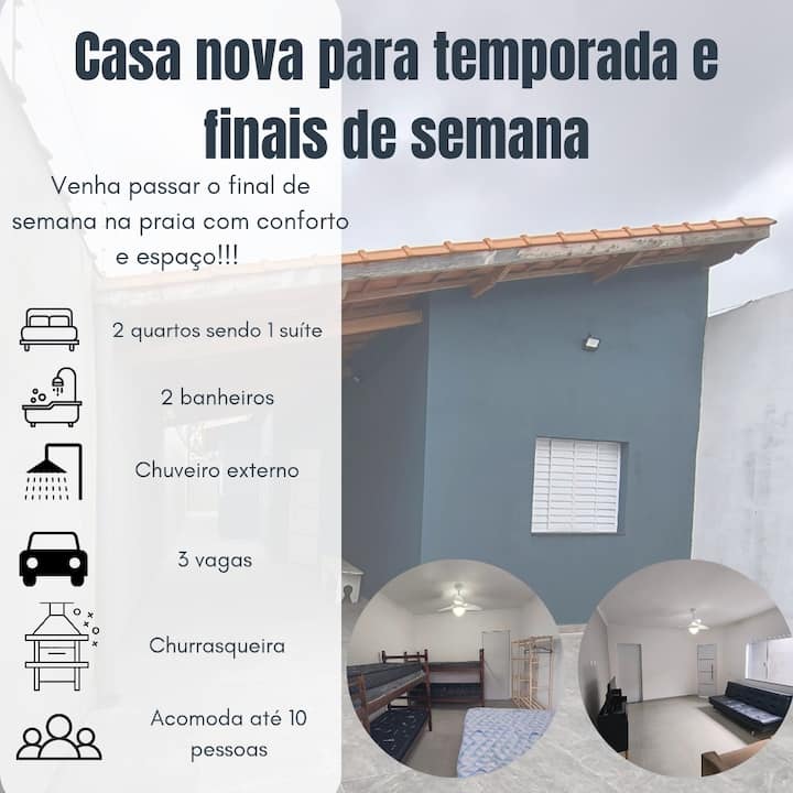 Casa Nova, Confortável, Espaçosa - Peruíbe
