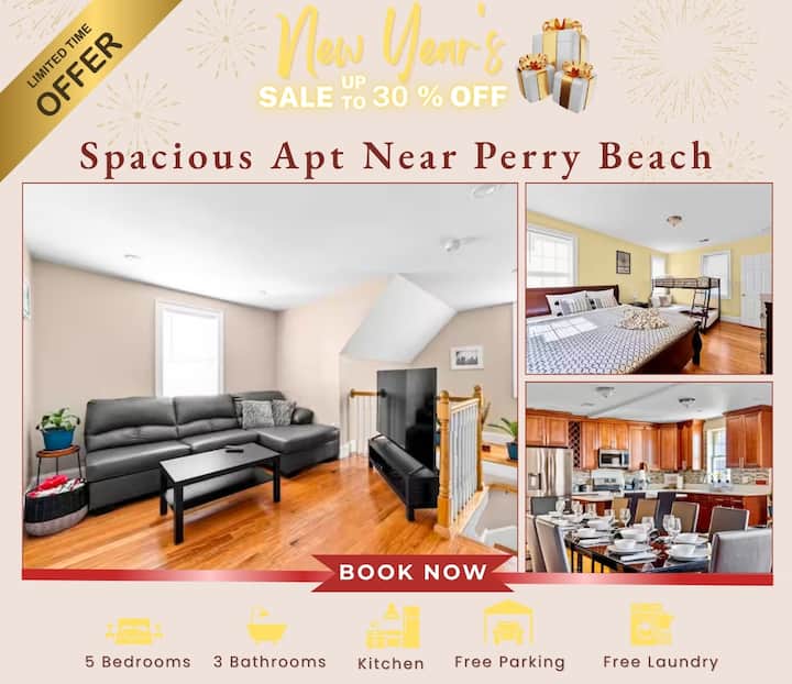 555 - 5br Quincy | Spacious Apt Near Perry Beach - Boston, MA