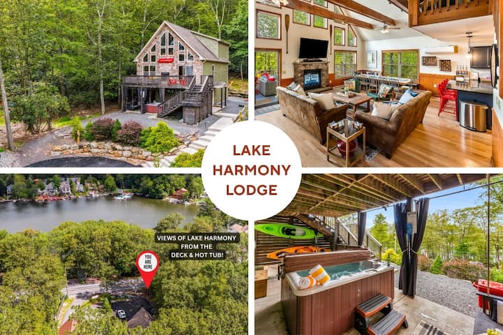 Lux Lake View! Hottub-pooltable-arcade-firepit-bbq - Lake Harmony, PA