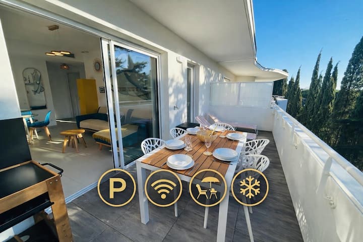 T3 Grande Terrasse - Wifi-clim-parking 5p - La Grande-Motte