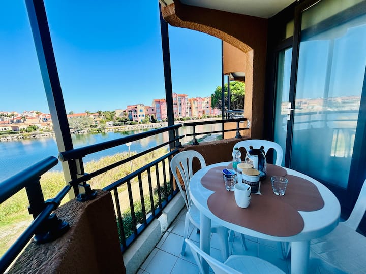 Cosy Vue Canal, Terrasse, Piscines, 4 Personnes ! - Le Barcarès