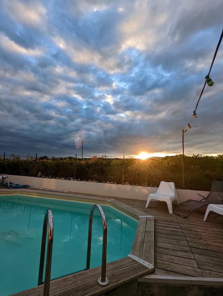 Maison Avec Piscine Vue Mer Et Garrigue - Plage de Frontignan