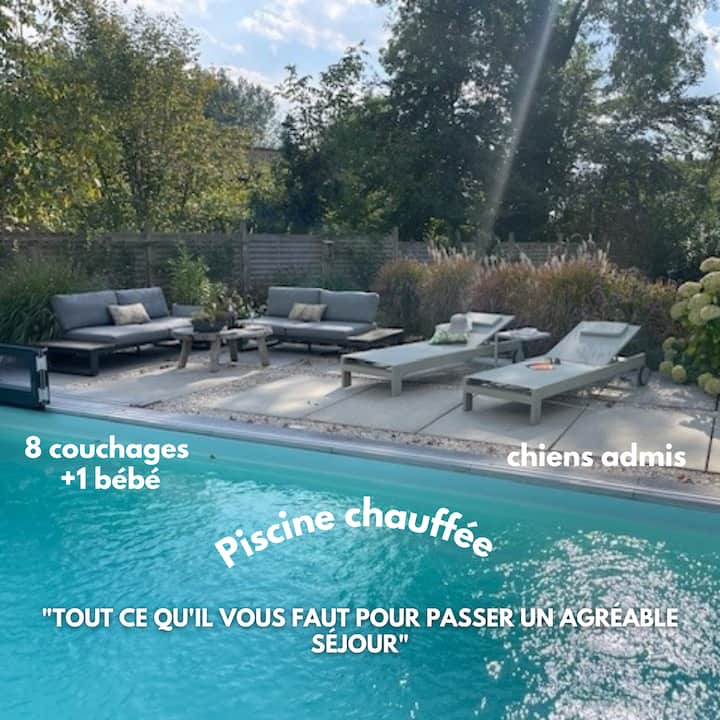 Villa Lumineuse/piscine
10' Pairi Daiza
Chiens Ok - Provincie Henegouwen