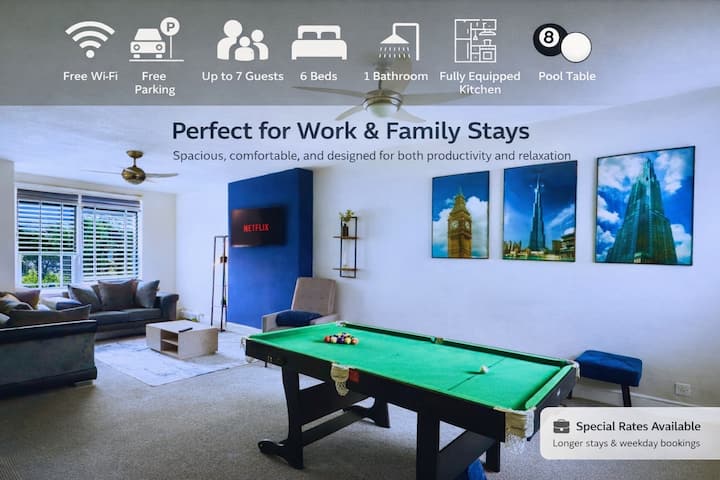 4bed|7guests|work&family|easycentralaccess|offer - Old Trafford