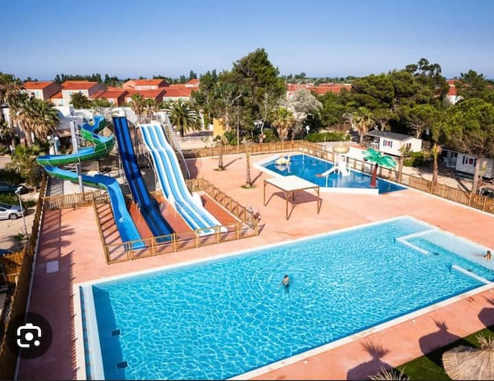Plage à 600m Piscine & Bain A Remou Mobil-home 6p - Torreilles
