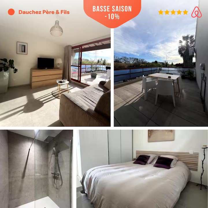 -10% F2 4 Pers • Clim + Parking • Spa • 10m Arles - Arles
