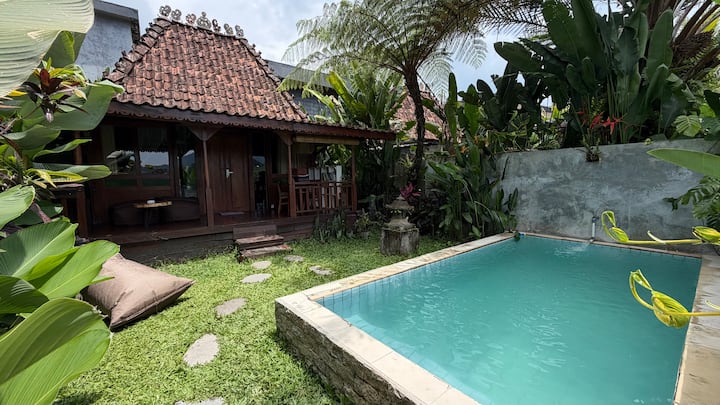 Wooden Hut - Ricefield View & Private Pool - Sidemen