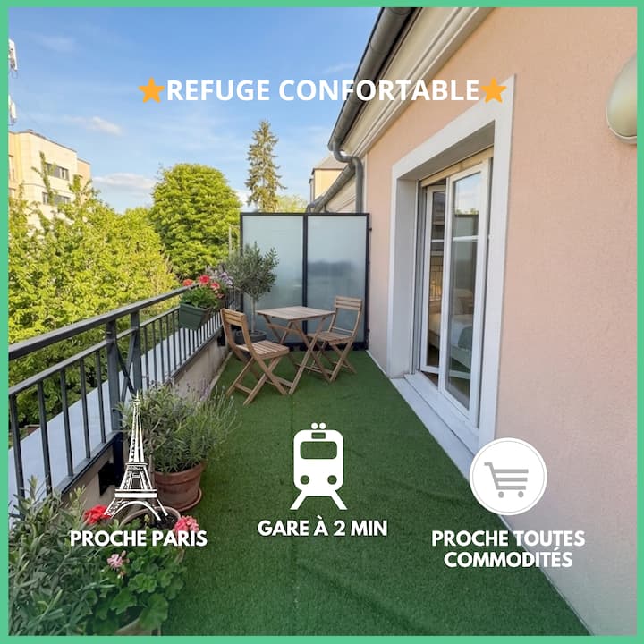 Refuge Confortable - Terrasse - Gare Villiers à 2" - Villiers-sur-Marne