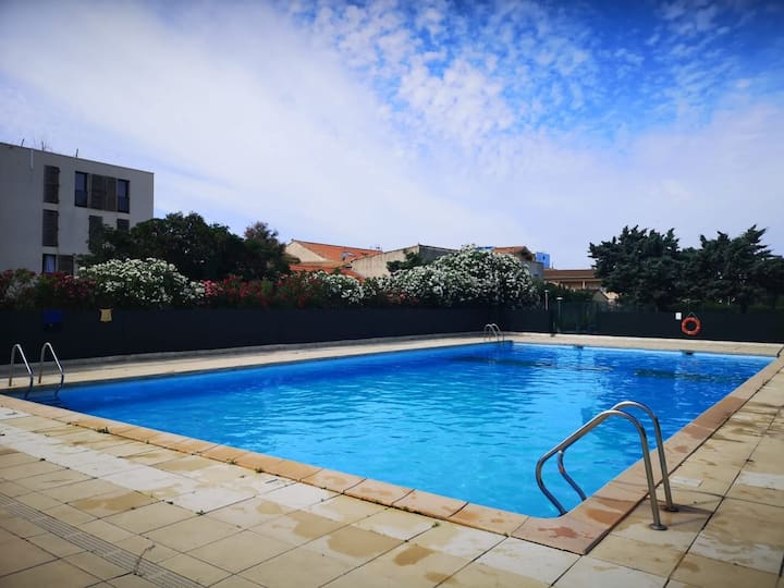 Appart Bord De Mer, Piscine Clim - Carnon