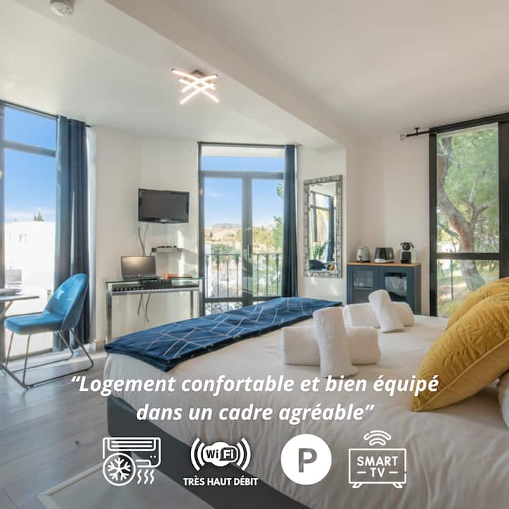 Grand Studio Calme - Lit Queen Size - Centre Ville - Ensuès-la-Redonne