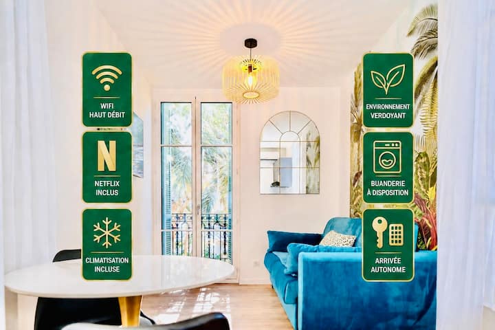 #Nice Newstudio “Jungle” Soleil, Clim & Netflix - Gare de Nice Ville