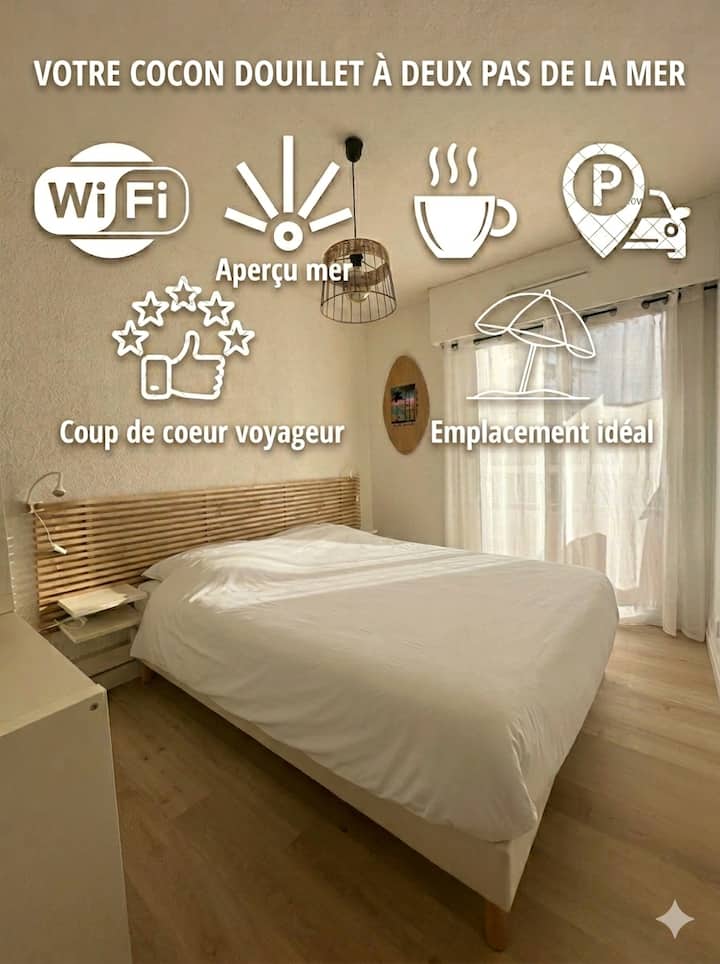 Plage à 2 Min•sous Les Pins •Balcon •Clim •T2 Cosy - Saint-Mandrier-sur-Mer