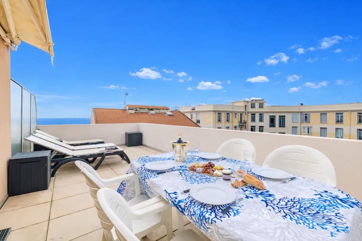 Rooftop à Deux Pas Des Plages • Vue Mer • Ac - Mentone