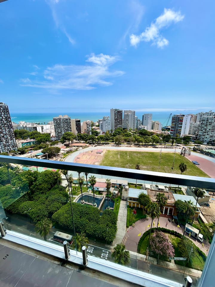 Ocean View+pool,jacuzzi &Gym - Barranco Miraflores - Lima