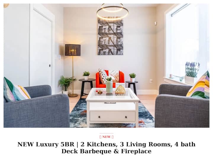 New 5br Luxury |2 Kitchens | Deck, Fireplace & Bbq - 哈利法克斯