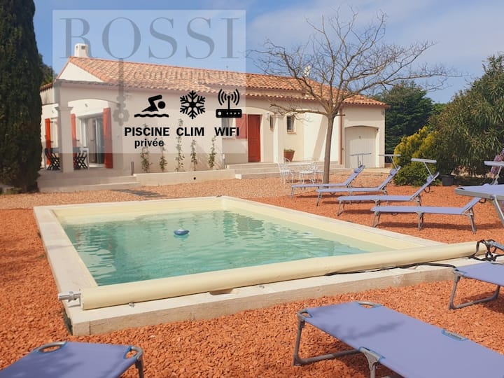 Villa Carole 15min Plages Piscine Clim Wifi - Lunel