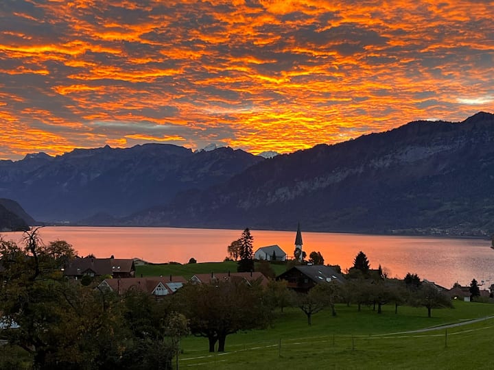 Vintage Lake View Villa With Outdoor Pool - Thun