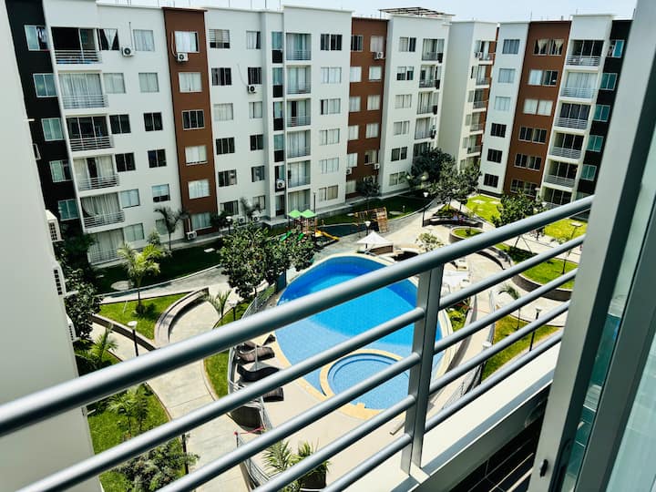 Apartamento Familiar A/c. Piscina/gym/parrila 3hab - Piura