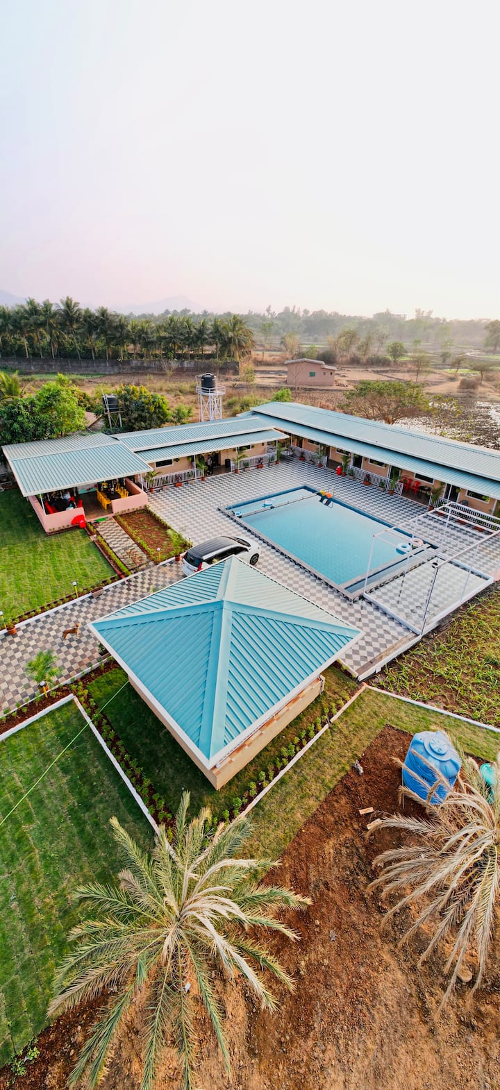Farmstay Bliss: Private Pool, Gazebo & Raindance - Karjat