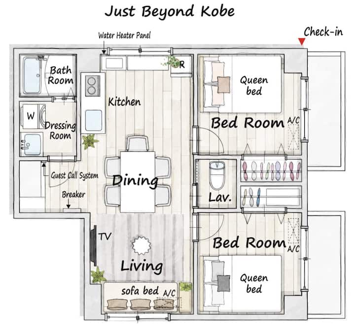 Kobe【stylish & Cozy】walk To Sannomiya｜family｜2br - Kobe