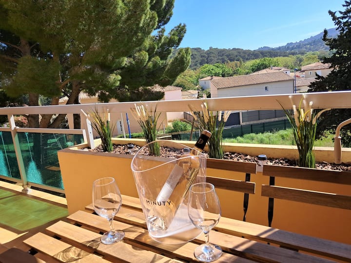 Appart 4p T2 Clim Bormes Les Mimosas Favière Plage - Plage de Pramousquier