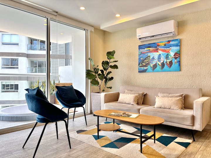 Piso 12/ Jacuzzi/ Vistas/ 1br/parqueadero/piscinas - Cartagena