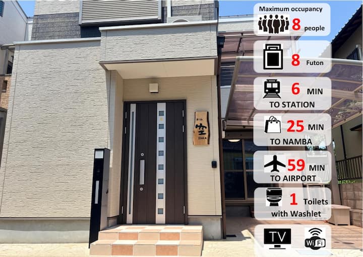 Jr Shiki 6min / Namba 25min / Kyoto 70min / 8ppl - Ikoma