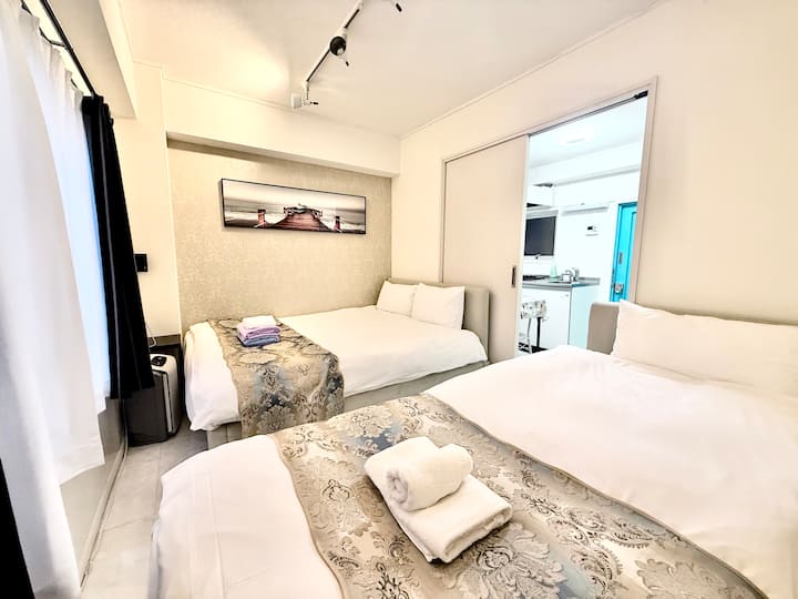 K203 T- 新宿中心地｜新宿歌舞伎町徒步圈｜舒适客房1.5米大床+1米小床｜距大久保 車站3分钟 - Shinjuku