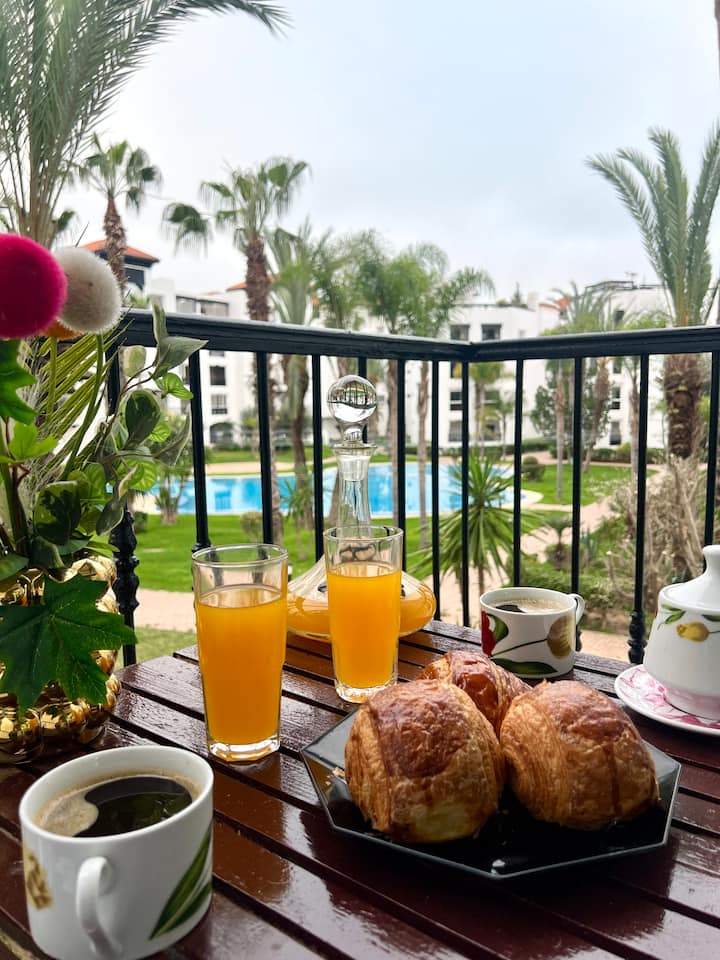 Luxury Apartment With Pool View And Jacuzzi - Agadir