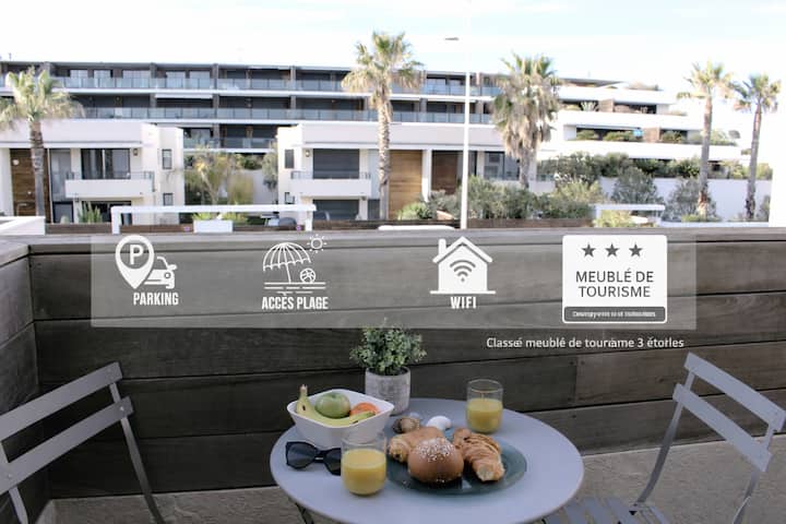 Playa Serena~meublé De Tourisme 3*~plage & Parking - Carnon